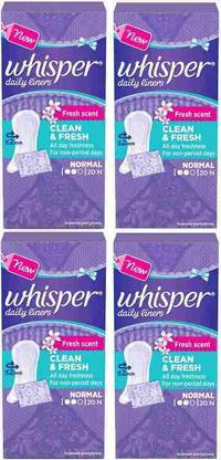 Whisper Daily Liner Normal N-20+20+20+20 Pantyliner | Buy Women Hygiene ...
