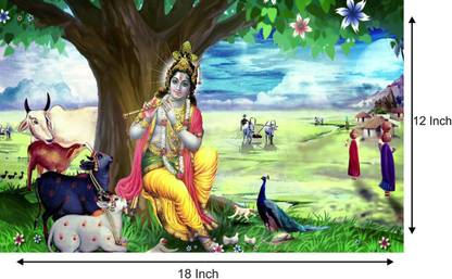 Lord Shree Krishna Wall Poster For Room Paper Print - Religious posters ...
