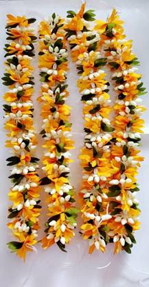 PMW Yellow Colour Aritifical Flower Mala - for Classical Dance - Pack ...