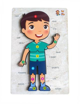 geniuskids Wooden Boy's Body Part Puzzle for Kids - Wooden Boy's Body ...