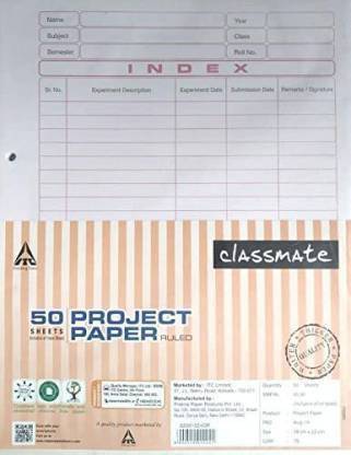 Flipkart.com | Classmate A4 70gsm Project Paper Both Side Ruled (Pack ...