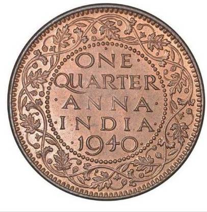 Mintage World British India- King George VI Quarter Anna 1940 Bombay Modern Coin Collection ...