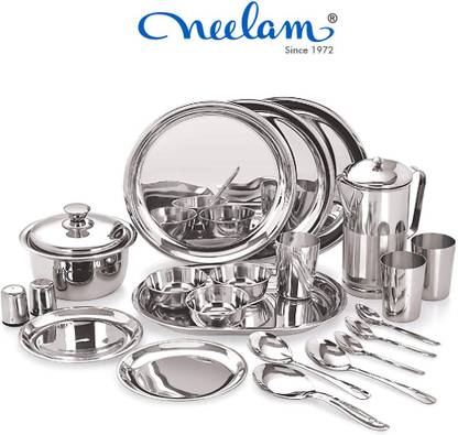NEELAM Pack of 41 Stainless Steel Premium Dinner Set of 41 Pcs, 22 ...