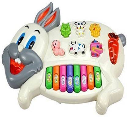 KTRS Rabbit Educational Piano Keyboard Toy with 3 Modes Animal Sounds ...