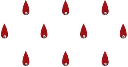 Comet Busters Red Tear Drop Bindi for Women With Single Stone (10mm ...