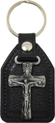 Catholic Liturgicals Jesus Cross Leather Keychain, Holy Trinity ...