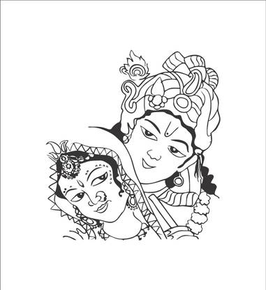 Radha Krishna Line Art