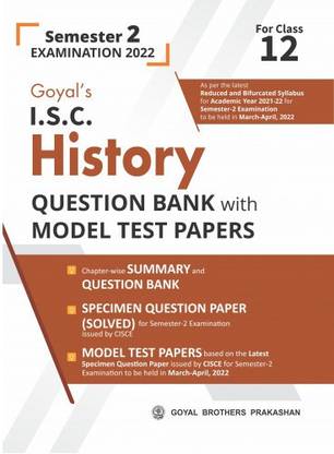 ISC History Class 12 Question Bank with Model Test Papers (Sample Paper ...