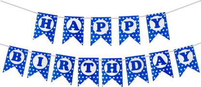 Party Decorz Happy Birthday Dark Blue Polka Dot Paper Banner Price in ...