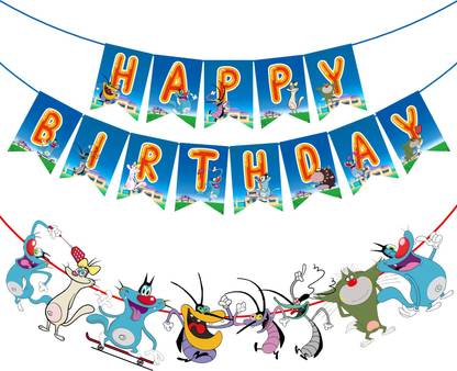 ZYOZI Oggy & The Cockroaches Birthday Supplies Cartoon Theme Decoration ...