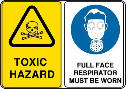 SRG INFOTECH toxic hazard full face respirator must be worn SIGN BOARD ...