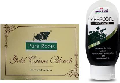 Pure Roots GOLD CREME BLEACH 224 GM AND SUBAXO HERBAL CHARCOAL FACE ...