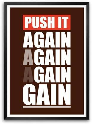 Push It Again Again Again Gain Gym Motivational Quotes Poster Paper ...