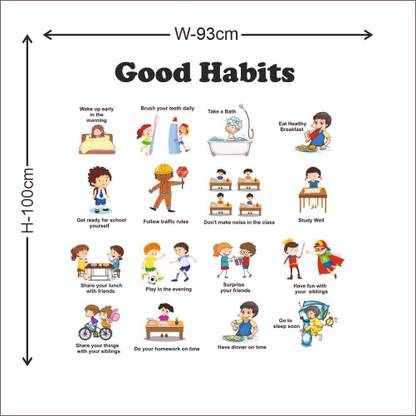 Wallzone Good Habits|Kids|Education Extra Large Self Adhesive Sticker ...