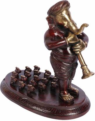 Kartique Brass Ganpati Bappa Playing Musical Instruments with Mooshak ...