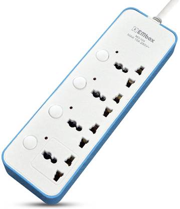 EMBox 10A Extension Boards 4 Socket with 4 Individual Switch, 3 mtr ...