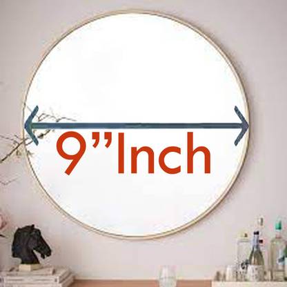 RannS 9"Inch Round Mirror, 3.5mm thick / No Drill Required / Easy Stick ...