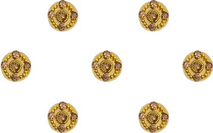 Comet Busters Beautiful Golden Bridal Round Bindi With Stone Work (9mm ...