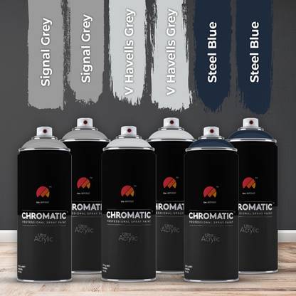 Chromatic Signal Grey, V Havells Grey & Steel Blue Spray Paint 400 ml ...