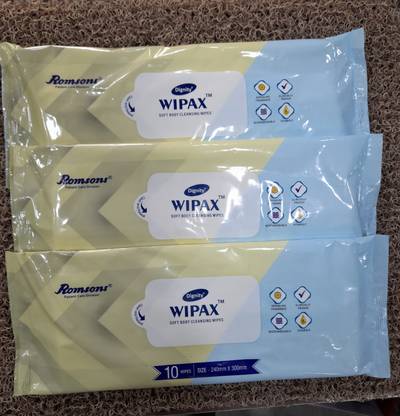 Romsons WIPAX SOFT BODY ADLUTS CLEANSING WIPES 10s Pack of 6 Price in ...