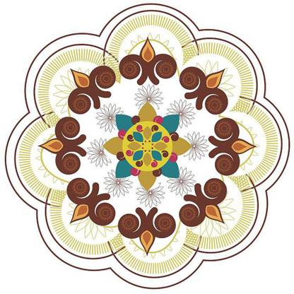 Decor Villa 60.96 cm Decor Villa Alpona rangoli Floor Sticker (24*24 ...
