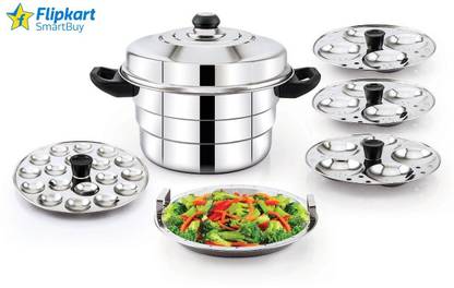 Flipkart SmartBuy Stainless Steel Idly Pot with Steamer and Mini 3 Idli ...
