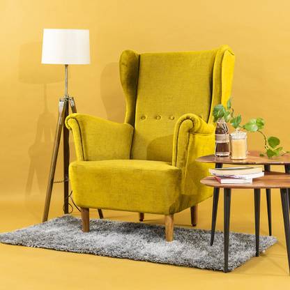 Wakefit Nicco Wing Chair Solid Wood Living Room Chair Price in India ...