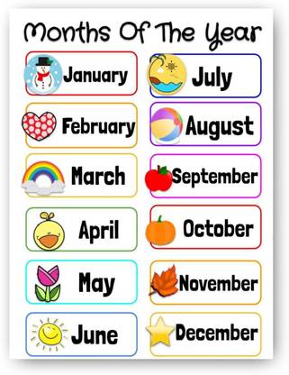 Month of The Year - Kids learning Charts / Posters for Kids Learning ...
