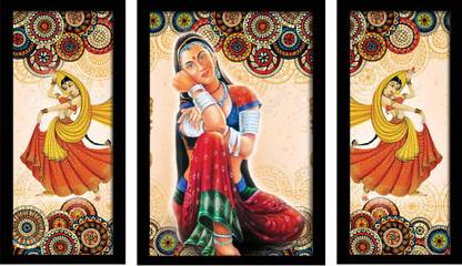 komstec Wall Sunboard Poster 3 Set of Rajasthani Folk Music Dance ...