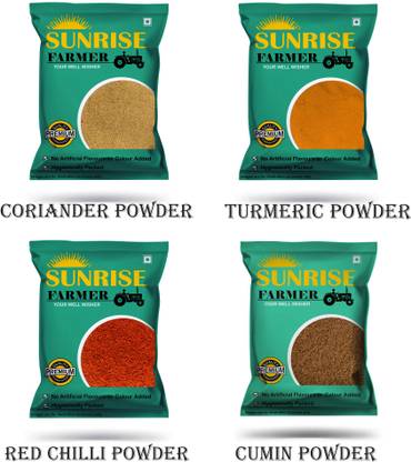 SUNRISE FARMER Coriander, Turmeric, Red chilli, Cumin Powder Spices ...