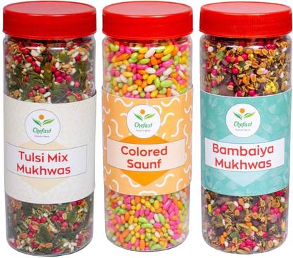 Chefast Tulsi Mix Mukhwas, Rajasthani Mukhwas & Colored Saunf Pack of 3 ...