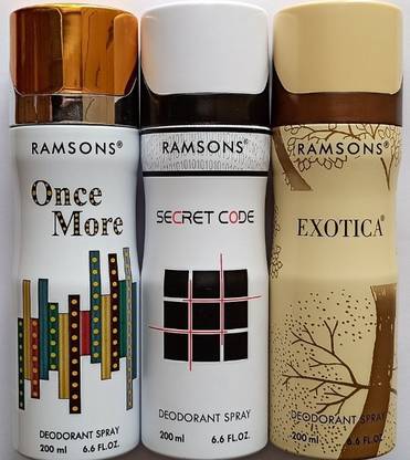 RAMSONS Once more + secret code + exotica deodorant pack of 3 (200ml X ...