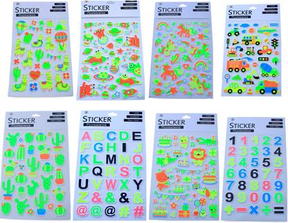 Se7en Cartoon Puffy Shiny Stickers for Kids School Play Parents ...
