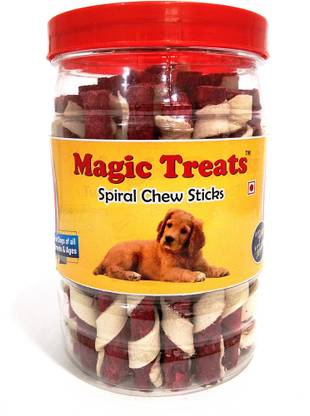 Magic Treats Natural Rawhide Dental Sticks, Spiral Munchy chew Stick ...