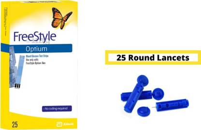 NSC Freestyle Optium Neo 25 Strips With Round Lancets 25 Glucometer ...