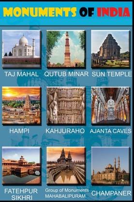 Monuments Of India Sticker Poster For Kids Learning|Educational Poster ...