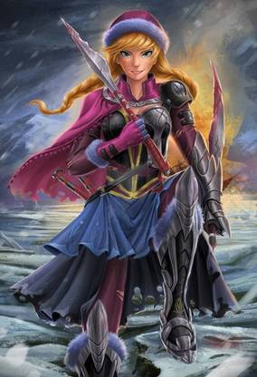 Poster Frozen Elsa as Warrior (Large Poster, 300GSM Matt, 36x24 Inches ...