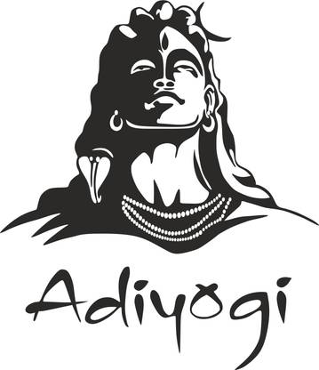 Decoration Stickers 48 cm Black Adiyogi Shiva sticker Self Adhesive ...