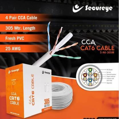 SECUREYE LAN Cable 305 m CAT-6 Cable LAN Cable 305 Mtrs S-C6-305M ...