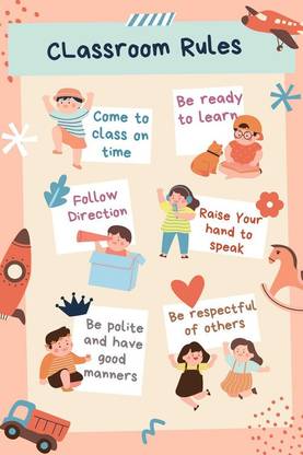 Kids Educational Sticker Poster|Classroom Rules Sticker Poster For ...