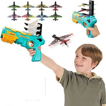 Just97 Airplane Launcher Gun Toy for Kids, us Flying Glider Air Battle ...