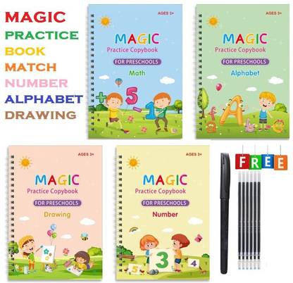 ZURU BUNCH 4PCS Kids Magic Sank Practice Copybook Set English Reusable ...