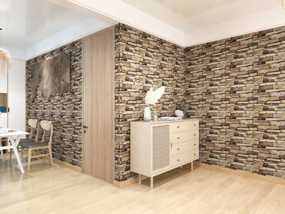 Flipkart SmartBuy 300 cm Wallpaper Multi Bricks Blocks Modern Bedroom ...