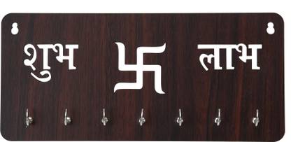VZ Veera Enterprise MDF shubh labh swastik laser cutting 7 hooks wall ...
