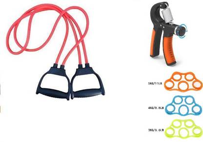 ADONYX Hand Grip & Finger Excerciser Double Toning Tube Pul Elastic ...