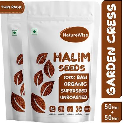 Naturewise Organic Halim Seeds- Aliv Seeds | Haleem Seeds | Halim Seeds | Garden Cress 50-g X 2 ...