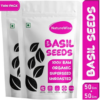Naturewise Organic Raw Basil seeds - Sabza seeds, Bapchi for weight ...