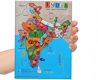 AMUSING Wooden Educational Learning India Map Puzzle Board for Kids ...