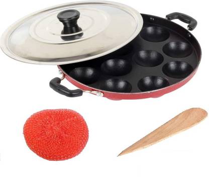 MAAUVTOR Non-Stick 12 Cavities Appam Maker Non Stick Appam Pan with Lid ...