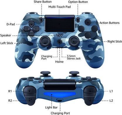 RS Enterprise PS4 WIRELESS CONTROLLER DUAL VIBRATION GAMEPAD FOR PS4 ...